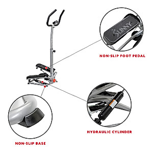 Sunny Health & Fitness Stair Twist Steppers for Exercise at Home Machine with Handlebar Mini Side to Side Stepper Climber - SF-S020027