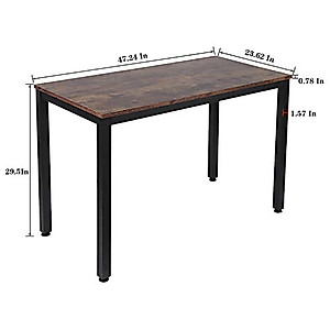 Home Office Desktop Computer Desk, Home Study Writing Table Computer Gaming Table PC Laptop Table, 47/55inch Student Study Workstation Reading Writing Desk for Bedroom Living Room (Brown, 47 inch)