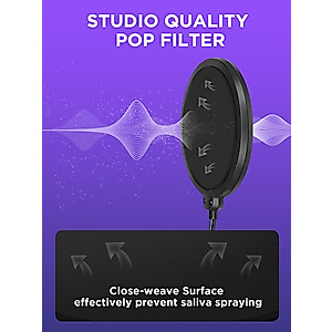 InnoGear Microphone Stand Mic Boom Arm for Blue Yeti HyperX QuadCast S SoloCast Snowball Fifine K669B and other Mic, with Shock Mount Windscreen Pop Filter Mic Clip Holder Cable Ties, Large