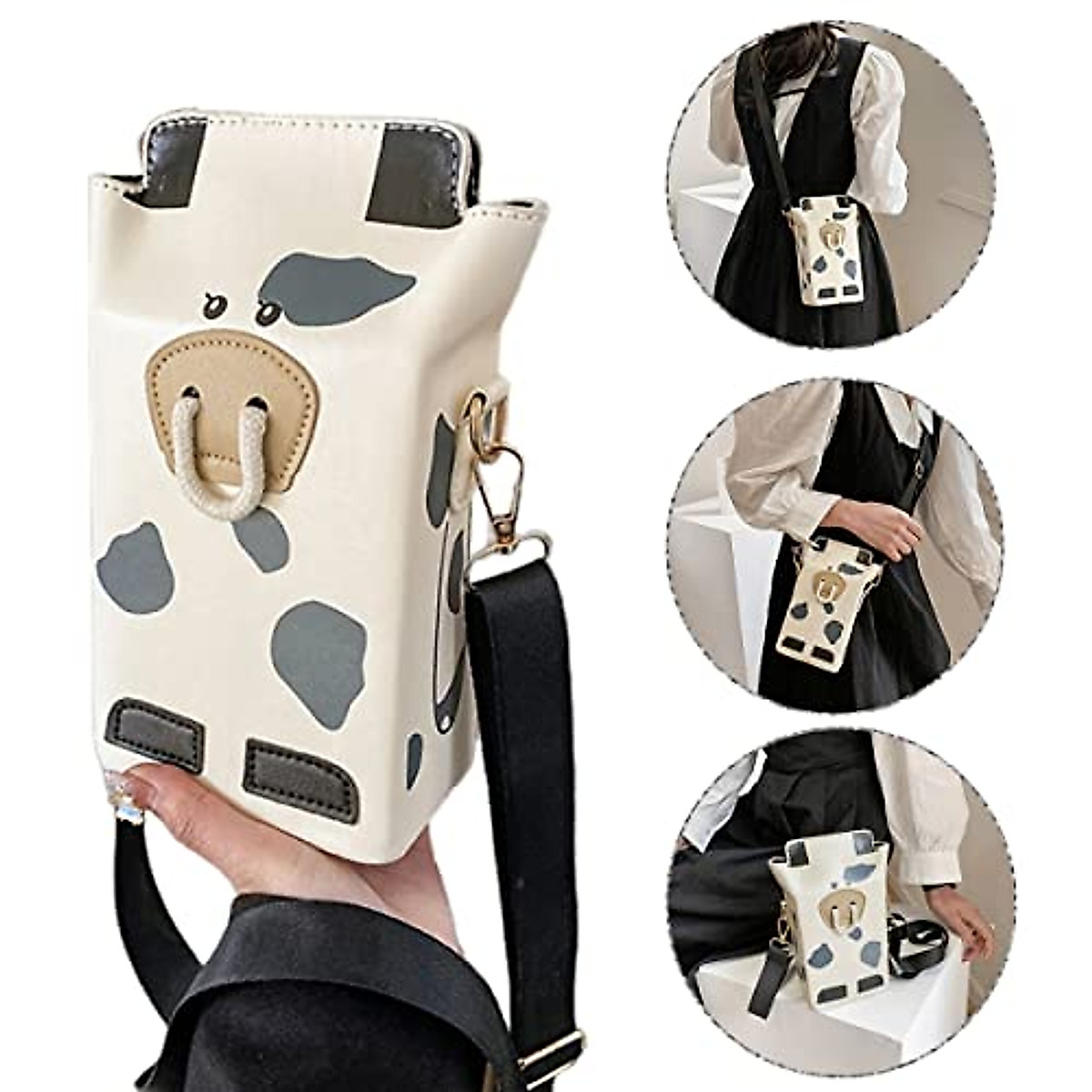 Cow Print Bag Milk Box Purse Cow Pattern Crossbody Shoulder Bag Cute Phone Pouch Wallet for Women Girls