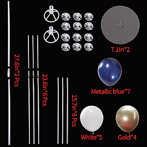 lkrzoa 2 Packs balloons Stand kit Table Decorations Gold Blue White Balloons Table Centerpiece Supplies for Christmas New Year Wedding Anniversary Graduation Birthday Shower Baby Party