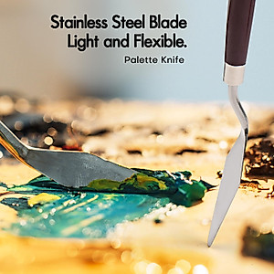 25pcs Paint Brush Set, Fuumuui Acrylic Paint Brushes, Professional Artist Series with Wide Flat, Filbert, Fan, Dagger, Cat Tongue, Round, Angle, Rigger for Oil, Acrylic Canvas Paintings, Face Painting