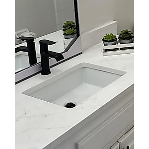 AMASHEN 16.8" Rectangular Undermount Bathroom Sink, Small Vitreous China Vanity Sink with Overflow, White
