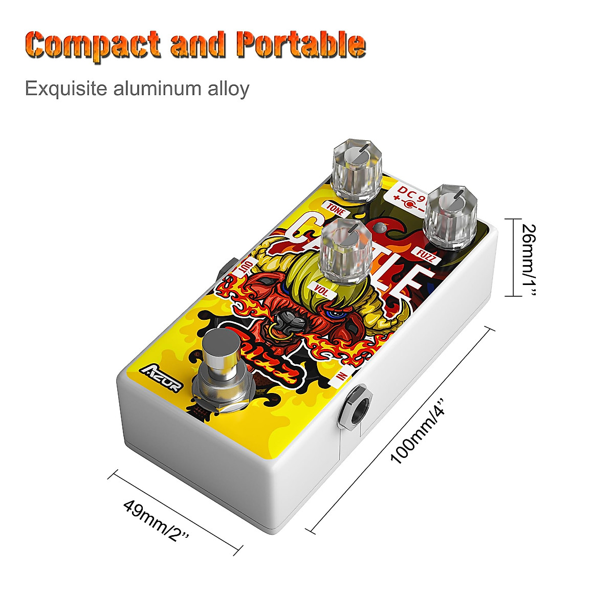AZOR Fuzz Pedal Cattle Analog Guitar Effect Classic Stylish Pedal for Electric Guitar True Bypass