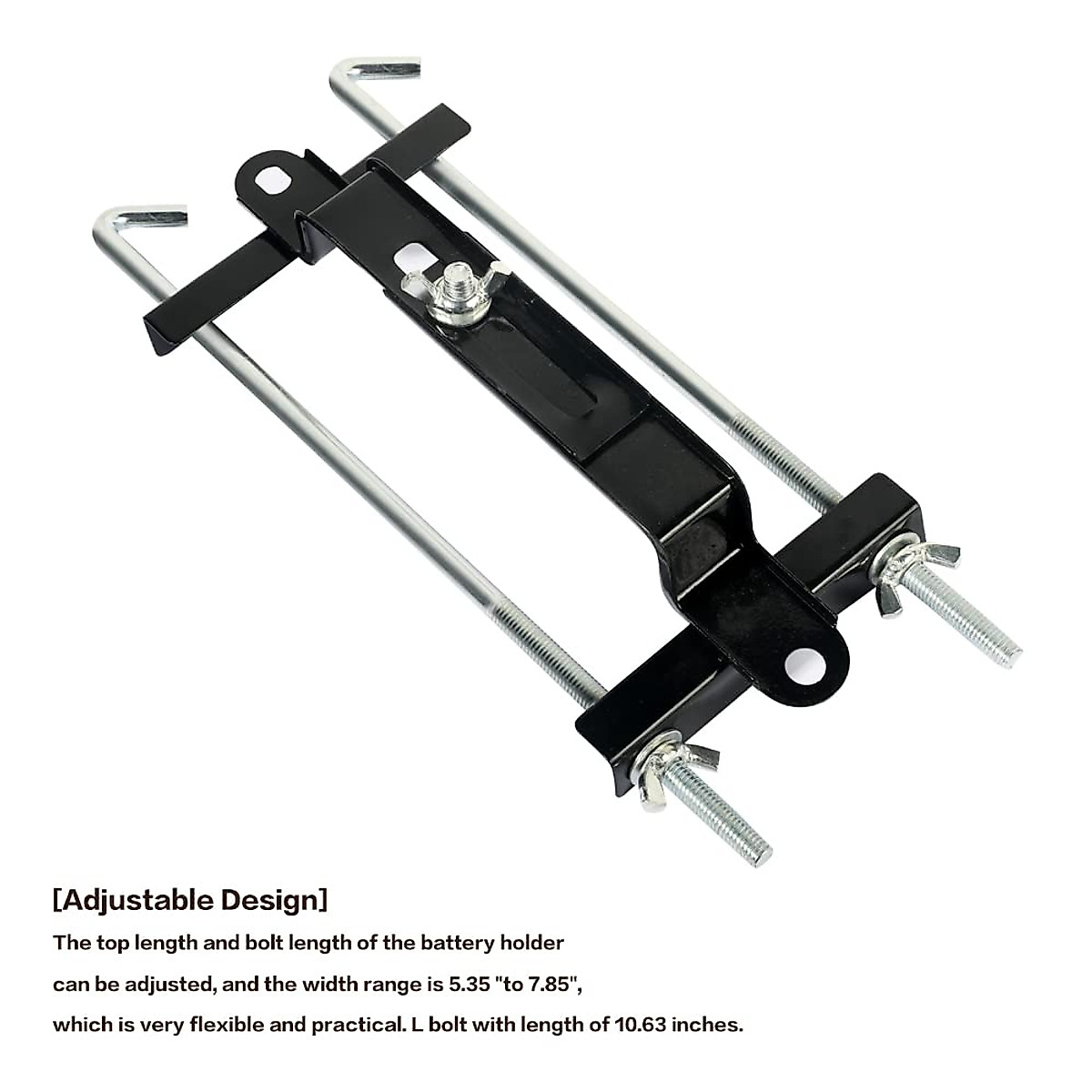 AOCISKA Adjustable Battery Hold Down Bracket,Universal Crossbar with L Bolt Battery Hold Down Bracket Holder,Car Crossbar Battery Fixing Holder,Battery Tie Down Kit for Car SUV (10 inch)
