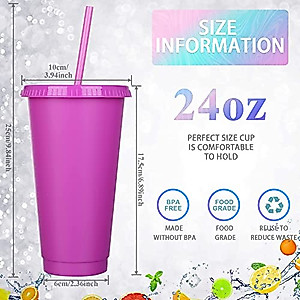 Honeydak Tumbler with Straw and Lid Bulk Water Bottle Iced Coffee Travel Mug Reusable Plastic Cups for Parties Birthdays 24-27 oz(Solid Color,15 Pack)