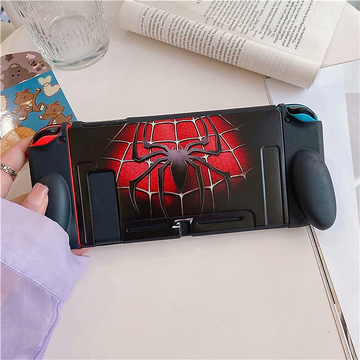 for Nintendo Switch Skin Cute Kawaii Cartoon Character Design Sticker TPU Soft Cases, Funny Fun Fashion Cool Switch Game Skins for Girls Boys Kids, Spiderman