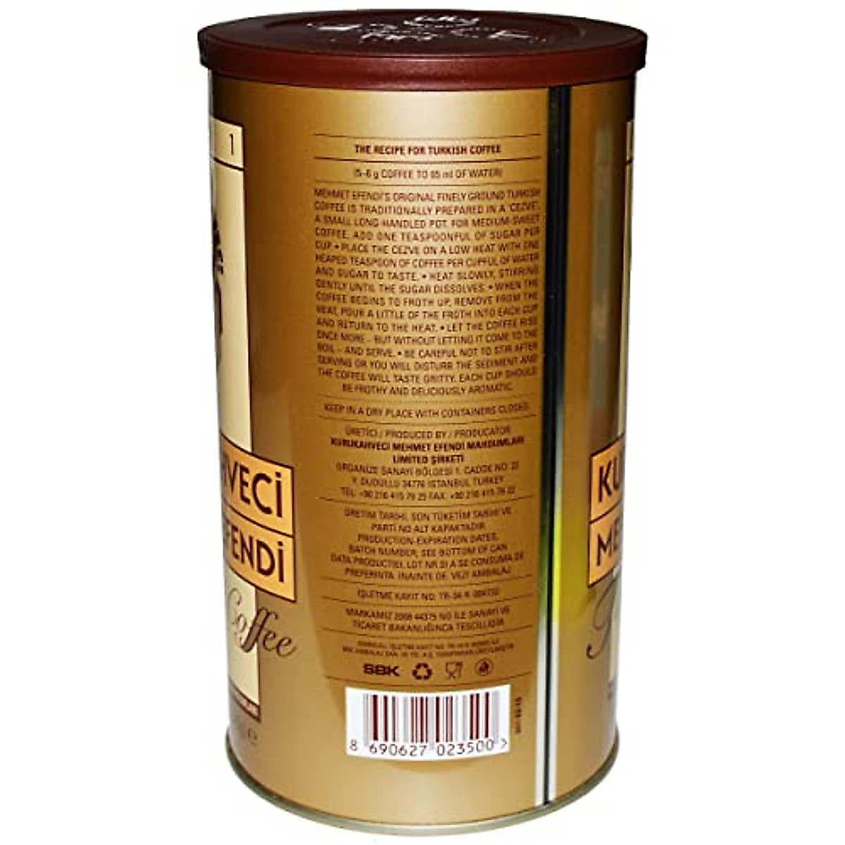 Kurukahveci Mehmet Efendi Turkish Coffee Ground Roasted Turkish Traditional Coffee Kurukahveci Mehmet Efendi Since 1871 (17.6 OZ / 500 Gr Can) (Pack of 2)