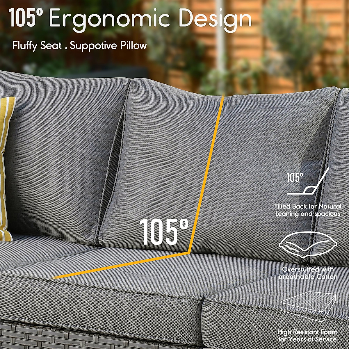 HOOOWOOO Patio Outdoor Conversation Set with Fire Pit Table,6 Piece Modern Outside Furniture with Swivel Rocking Chairs,PE Wicker Out Door Furniture Sofa Set(Dark Grey)