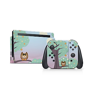 Tacky Design Kawaii Cats Skin Compatible with Nintendo Switch Skin Wrap Cover, Cute Skin for Nintendo Switch Stickers, Premium Vinyl 3M Full Wrap Decal (Green Cats)