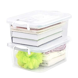 Sandmovie 8 Quart Plastic Storage Boxes with Lids and Handles, 2 Packs