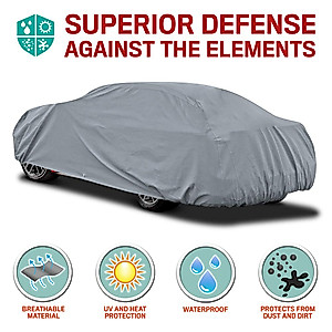 Motor Trend 4-Layer 4-Season Waterproof Car Cover All Weather Water-proof Outdoor UV Protection for Heavy Duty Use Full Cover for Cars Up to 210"