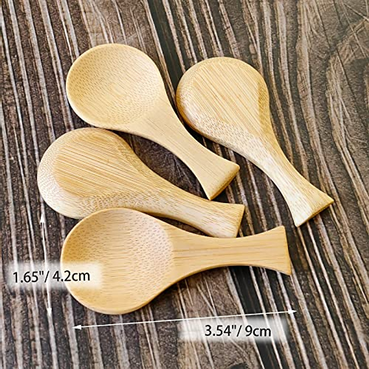 HYMAOME 4pcs Wooden Tea Spoons Little Salt Scoop Small Natural Wood Spice Jars Spoon for Scooping Jam/Ice Cream/Honey/Coffee/Sugar/Butter