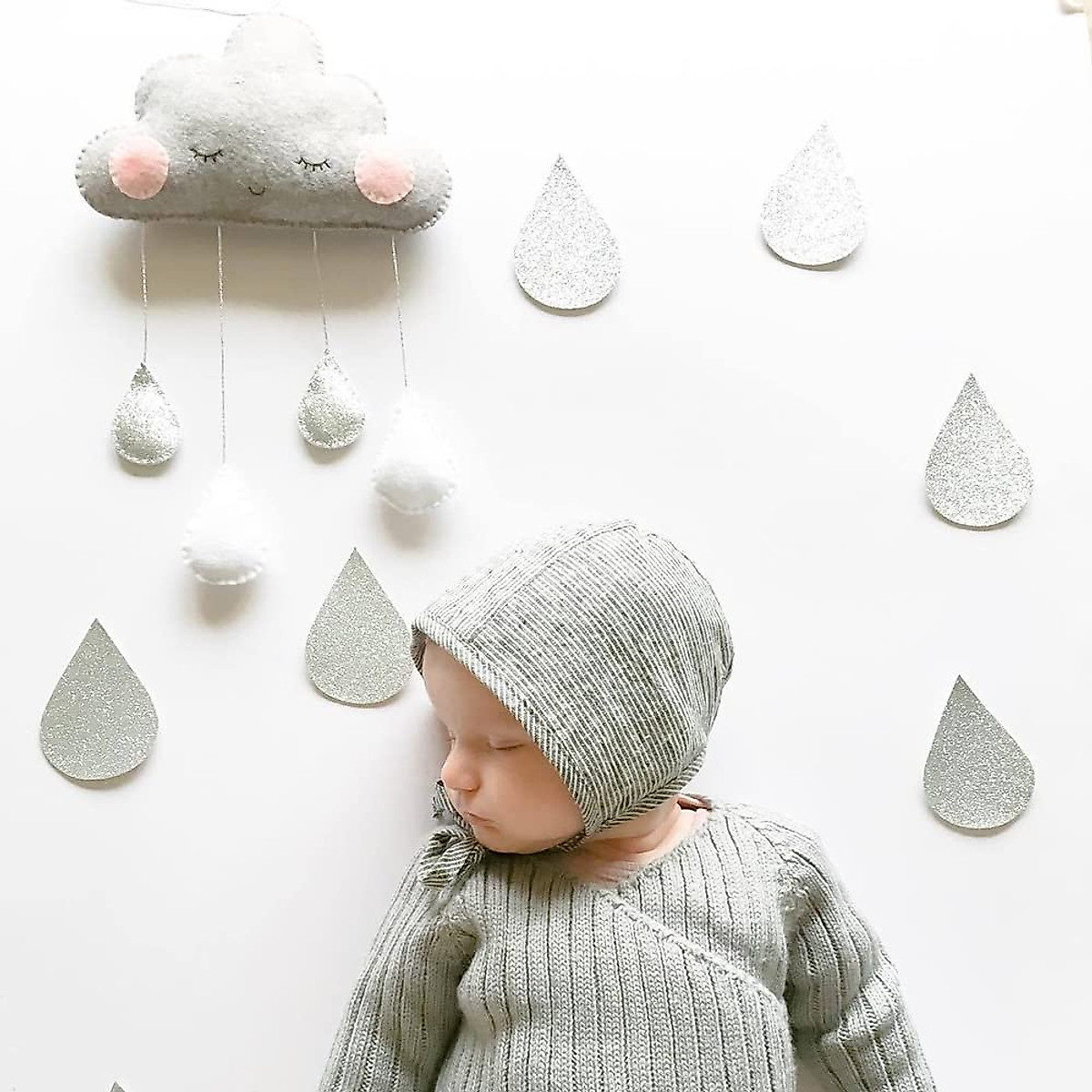 Maritown Raindrop Cloud Ceiling Mobile Hanging Garland Decorations Baby Bedroom Baby Nursery Bedroom Pendant