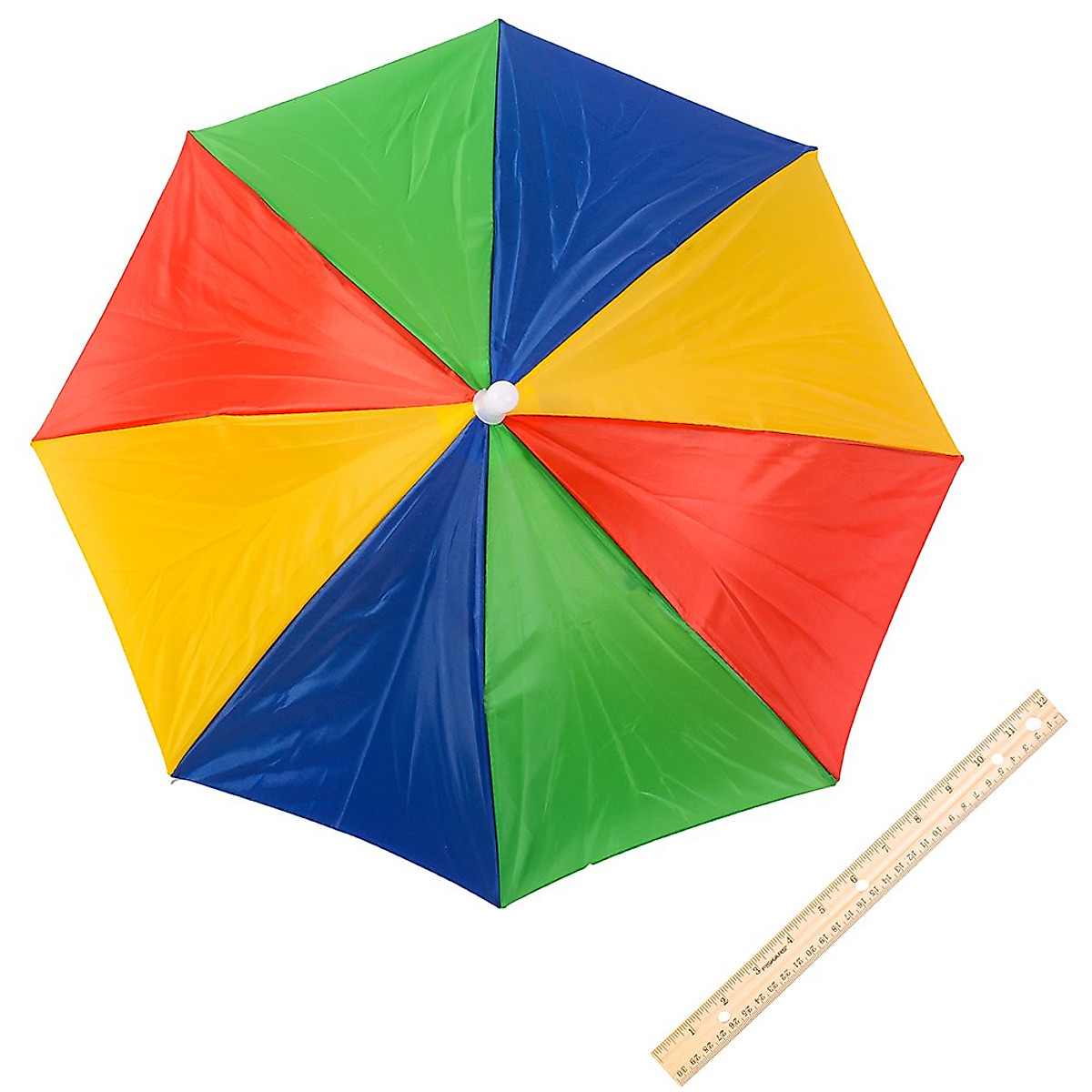 Funny Party Hats Umbrella Hat - Fishing Umbrella Hat for Kids and Adults - Elastic, Rainbow Colors