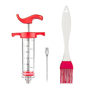 Meat Injector Kit,Plastic Marinade Injector Syringe with Screw-on Meat Needle,Turkey Injector for Beef Chicken Grill Cooking