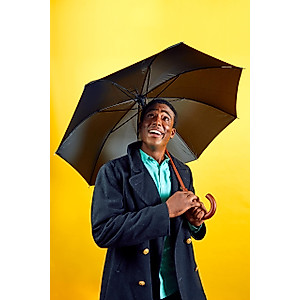 totes Auto Open Wooden Stick Umbrella, Beige/British Tan, One Size