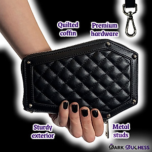 Dark Duchess Coffin Purse Wallet Bag - Goth Gifts For Gothic Vegan Women - Small Black Shoulder Crossbody Purses - Alternative Punk Bags - Cross Body Clutch Wallets - Hand Wristlet Handbags Clutches