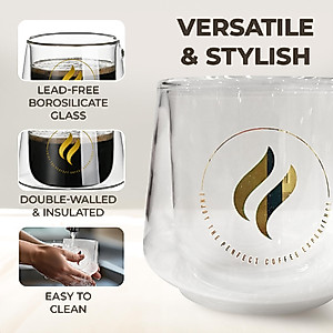 GLORAMA Double Walled Glass Coffee Mugs - 10oz Coffee Mugs for Tea, Espresso, & Cappuccino - Freezer & Microwave Safe Coffee Mugs Set of 2