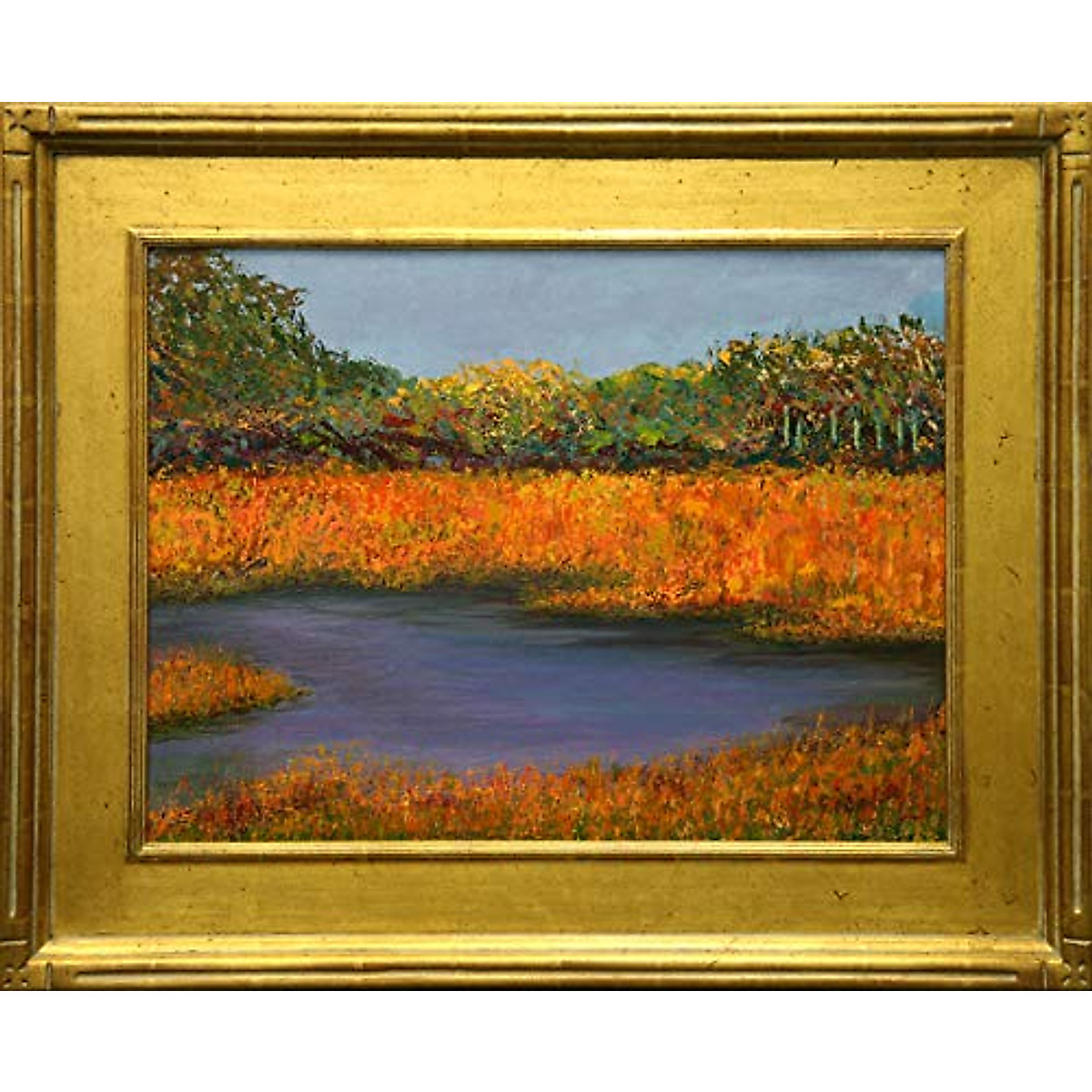 Autumn Marsh by Marcella Hirschy of the Miramontes, Original Acrylic on Linen, 18" x 24"