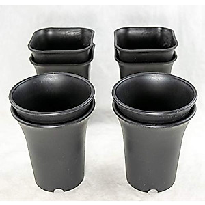 8 Mix Square/Round Black Plastic Cascade Bonsai, Succulent & Orchid Planter - 3"/3.75"