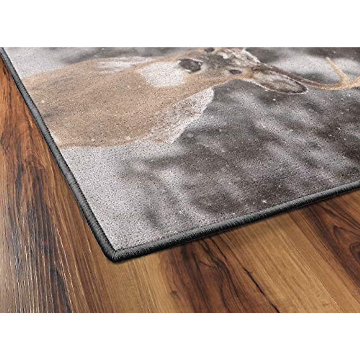 Brumlow MILLS Whitetail in Snow Washable Christmas Forrest Deer Indoor or Outdoor Holiday Rug for Living or Dining Room, Bedroom and Kitchen Area, 20" x 34", Gray