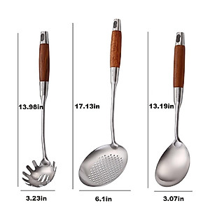 Kitchen Utensil Set, 6 Piece Stainless Steel Cooking Utensils with Rotating Holder Organizer, Kitchen Tools Slotted Spoon, Slotted Spatula, Large Spoon, Soup Ladle, Spatula, Pasta Server