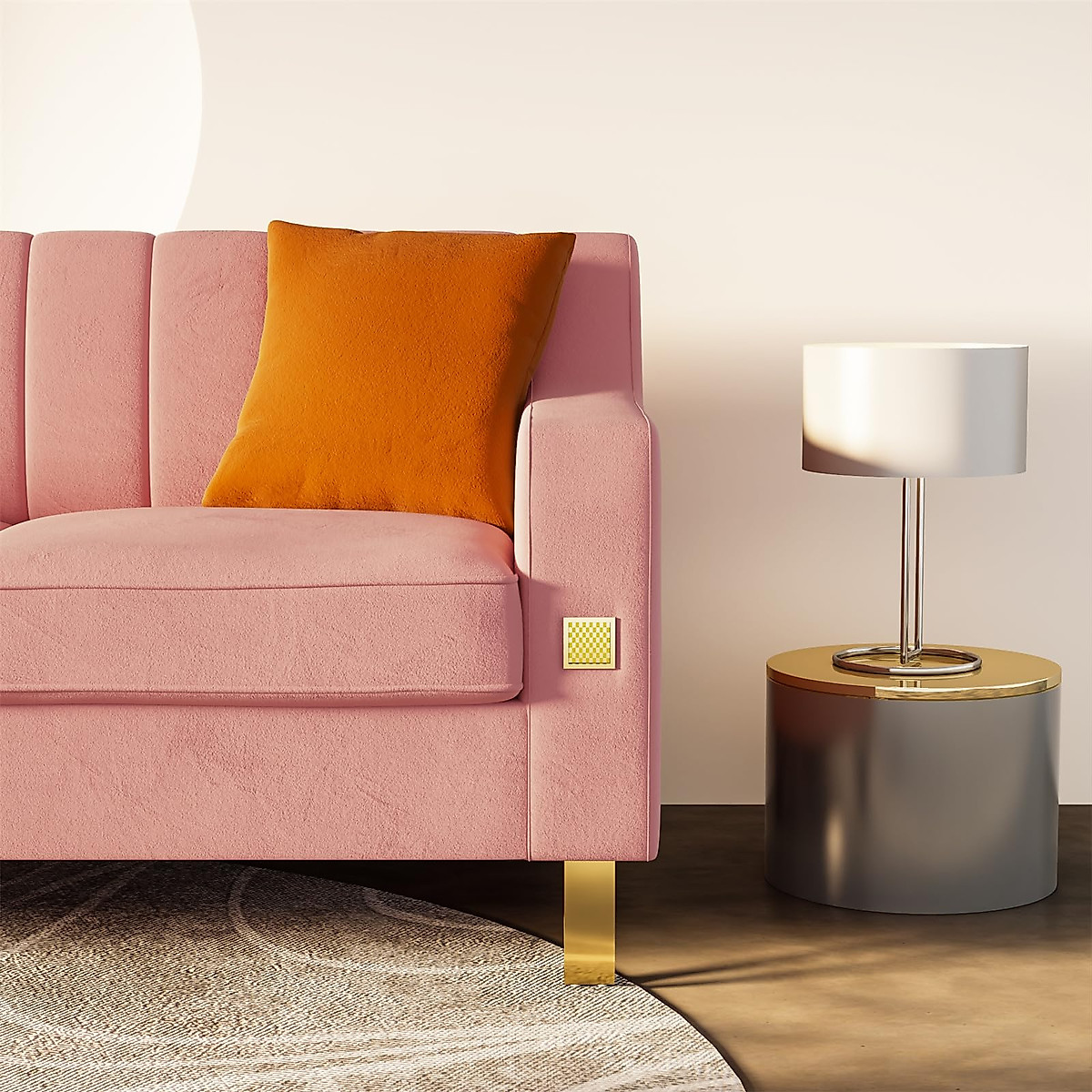 VLUOO 58” Velvet Pink Sofa Couch with Gold Accents, 2-Seat Modern Velvet Loveseat Sofa with Plush Cushions, Perfect for Living Room and Office