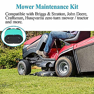 HOODELL 792105 Air Filter 696854 Oil Filter Kit Compatible with Briggs and Stratton 407777 445877 Engine John Deere D170 Z425 Lawn Mower, Replace MIU11515 Air Filter