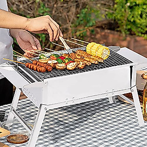REDCAMP Foldable Charcoal Grill Barbecue, Portable Small Stainless Steel BBQ Grill Camping Grill for Outdoor Picnic Camping Cooking