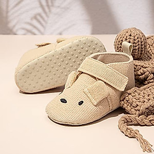 Sawimlgy Newborn Infant Baby Boys Girls Fleece Booties Soft Anti Skid Sole Slip On House Animal Slipper Crib Sock Warm Shoes for New Walkers