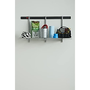 Rubbermaid Fasttrack Starter Kit for Garage, Shelves, Black, Garage Organization System Space Saving