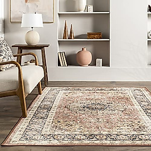 nuLOOM Jessa Faded Medallion Machine Washable Area Rug, 8' x 10', Peach