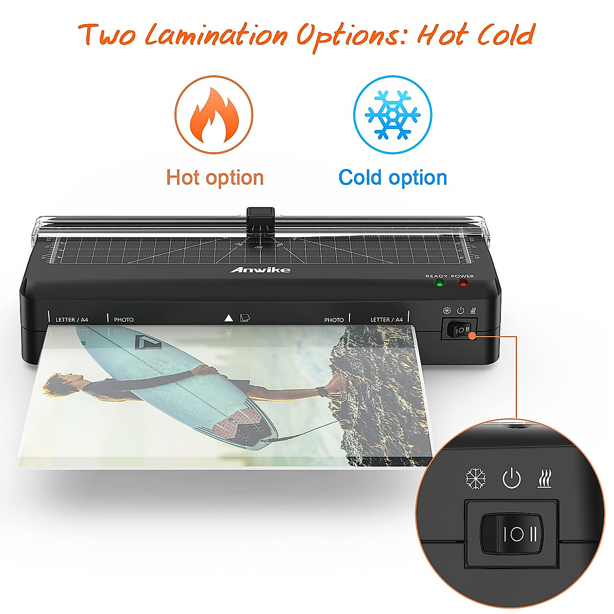 ANWIKE Laminator Machine, Laminate up to 9-Inch A4 Paper with 20 Thermal Laminating Pouches Sheets Trimmer and Corner Rounder for Home Office School Use, 90s Fast Warm-up