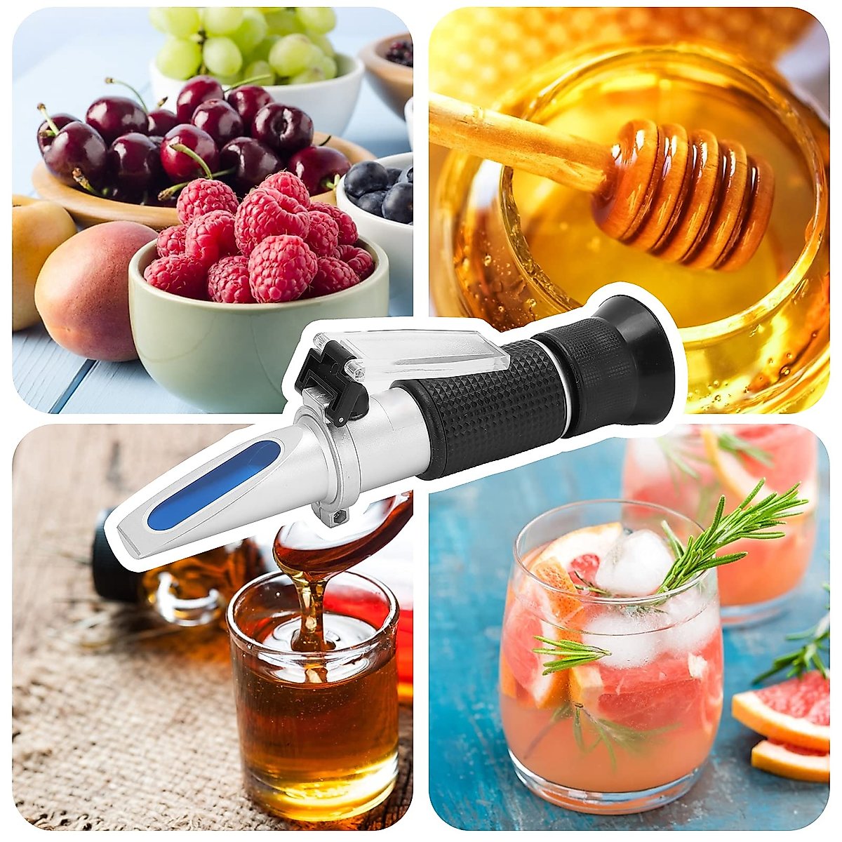 Honey Refractometer, 28‑62% Brix Scale Range 0.20% High Accuracy Brix Refractometer, Handheld Brix Meter Refractometer with HD Eyepieces for Honey, Maple Syrup and Molasses