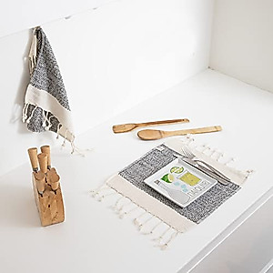 Smyrna Turkish Cotton Kitchen Dish Towels Herringbone Series Pack of 6 | 100% Cotton, 12x12 | Machine Washable Wash Cloths | Soft, Absorbent, Prewashed and Quick Dry Turkish Dish Towels (Gray)