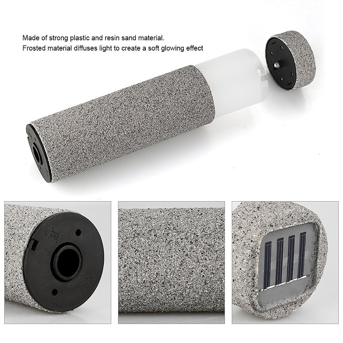 Yosoo Waterproof Solar Power Stone Pillar LED Lights Garden Lawn Courtyard Lamp