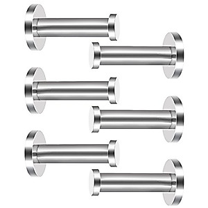 EBOOT 6 Pieces Stainless Steel Wall-Mount Robe Hook Coat Hook Towel Wall Hook, Brushed Nickel (3 Inch, Silver)