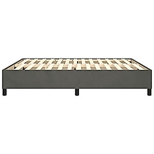 vidaXL Box Spring Bed Frame Home Indoor Bed Accessory Bedroom Upholstered Double Bed Base Furniture Dark Gray 72"x83.9" California King Velvet