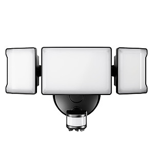 Olafus 65W Flood Light Outdoor Motion Sensor Light, LED Security Light IP65 Waterproof, 6000LM Motion Activated Light 3 Head Floodlight, 6500K Exterior Sensor Light for Garage Yard Porch Patio, Black
