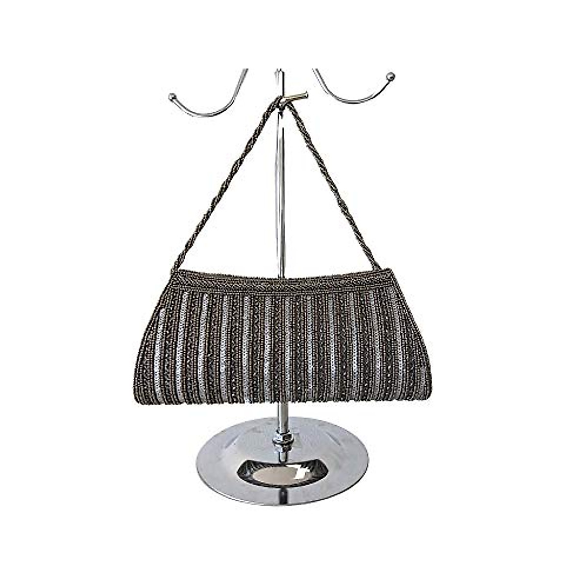 CRAFT BAZAAR Women's Handmade Beaded Wristlet Clutch Purse Sequin Evening Clutch For Brides Weddings Parties (Gray)