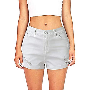 New Low Waisted Mini Shorts ,THENLIAN Women Washed Ripped Hole Short Jeans Denim Pants Shorts(XXL, White)