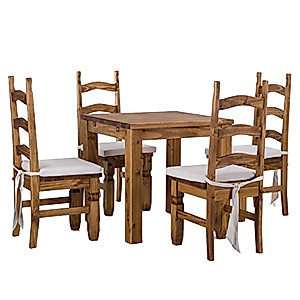 B.R.A.S.I.L.-Möbel TableChamp Dining Table Rio 55.1 x 31.5 Brazil Solid Wood Pine Oiled Farmhouse Living Room Extension Extendable Optional Pinewood