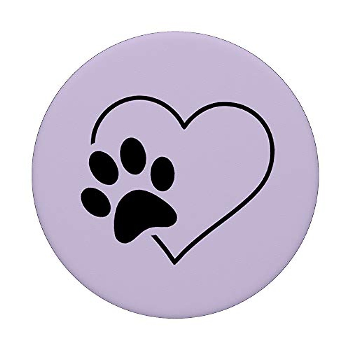 Black Paw Print Heart Dog Cat Light Pastel Purple PopSockets Swappable PopGrip