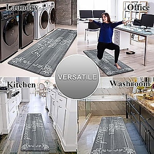HEBE Anti Fatigue Kitchen Mat Set of 2 Non Slip Cushioned Kitchen Mats for Floor Waterproof Farmhouse Kitchen Rugs and Mats Set Comfort Standing Desk Mat Carpet for Sink,Office,Laundry