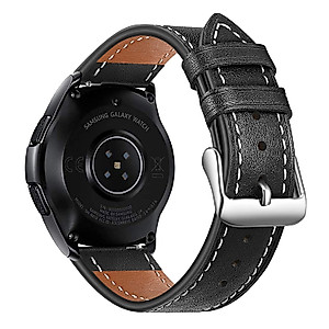 Fintie 20mm Leather Bands Compatible with Samsung Galaxy Watch FE, 7/6/5/4 40mm 44mm / 6 Classic 47mm 43mm / 5 Pro 45mm, Black
