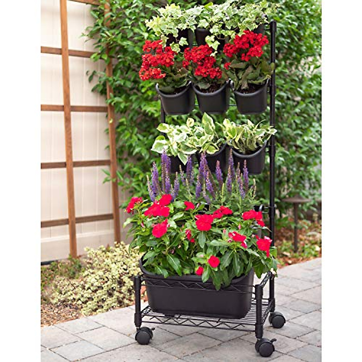 Watex Mobile Green Wall (Single Frame, Black), BPA Free Planters
