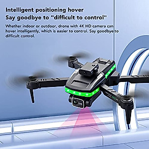 RC Drone Quadcopter with 4K HD Dual Camera, Mini RC Helicopters S162 for Adults Kids with Track Marking Flight, 360° Flip, Positioning Hover, LED Light Strip, Speed Adjustment