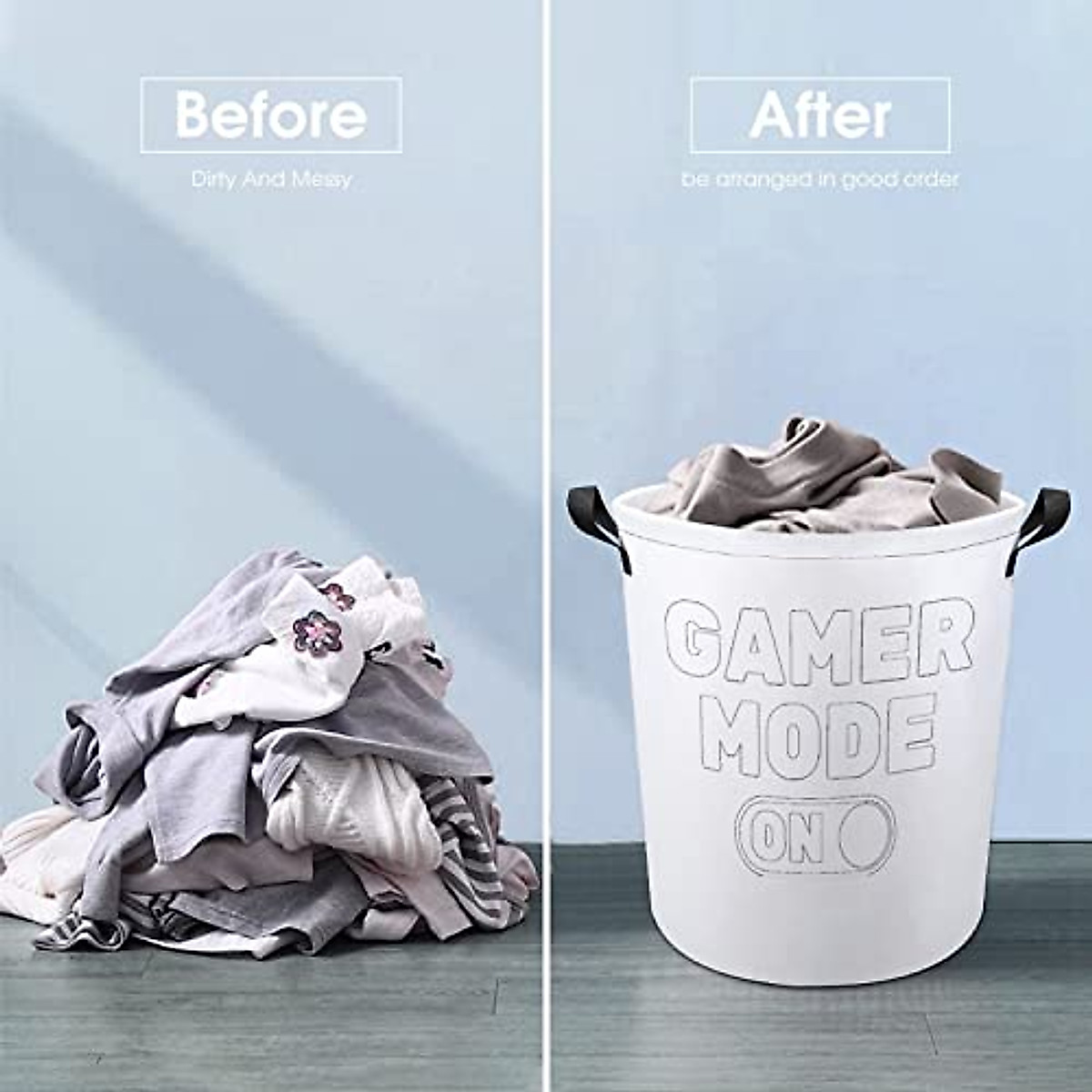 Gamer Mode On Large Laundry Basket Hamper Bag Washing with Handles for College Dorm Portable