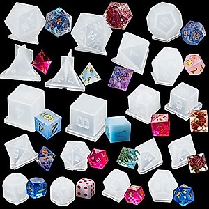LET'S RESIN Dice Molds for Resin,Resin Dice Mold Set with Letter Number,Polyhedral Silicone Dice Molds for Resin Casting,3D Silicone Mold Kit for DIY Personalized Dices Making,Table Board Game